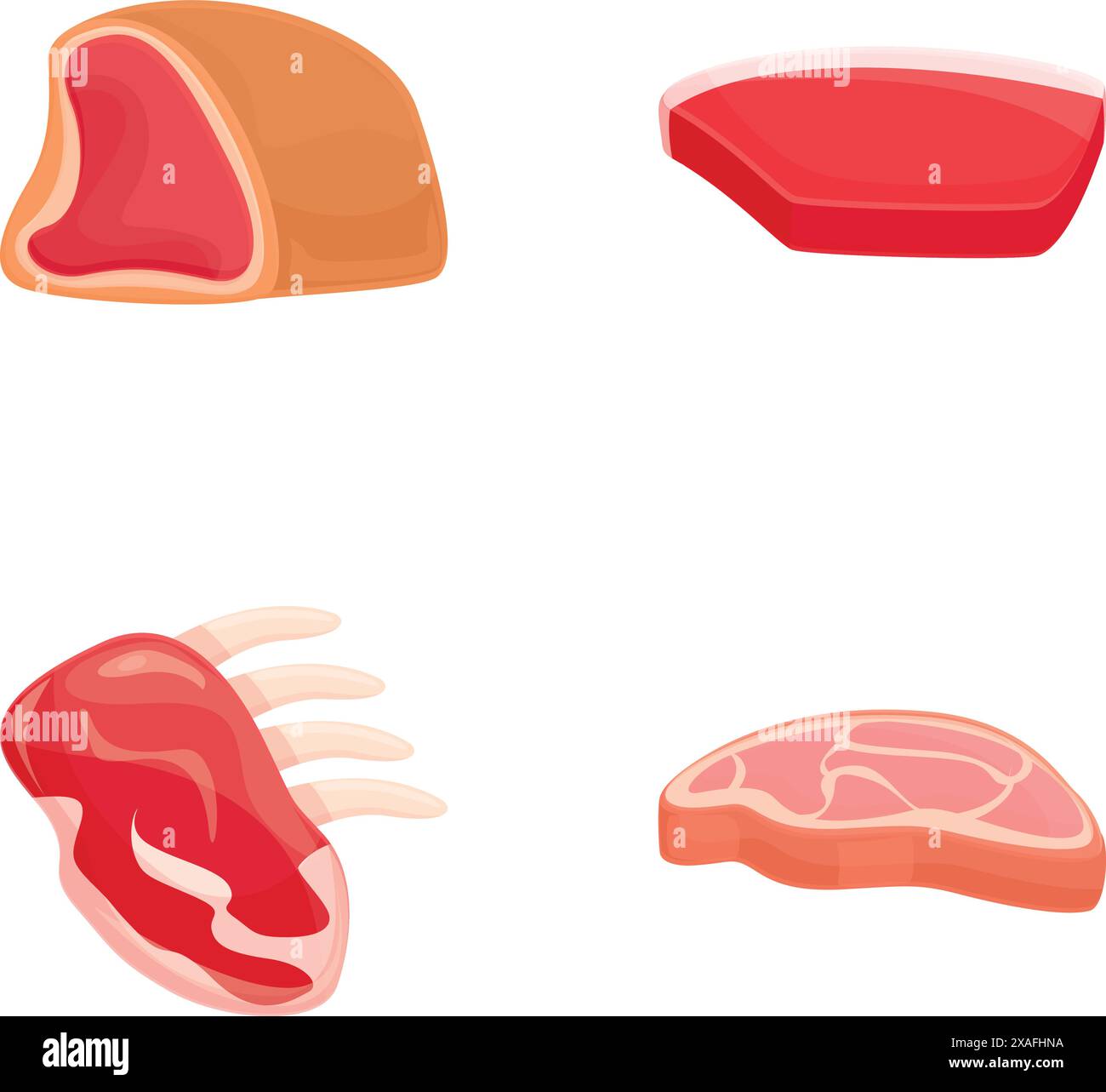 Food icons set cartoon vector piece of meat hi-res stock photography ...