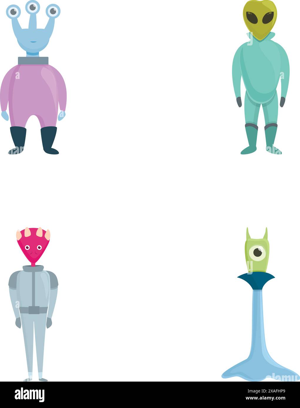 Cartoon alien icons set cartoon vector. Funny space alien or monster ...