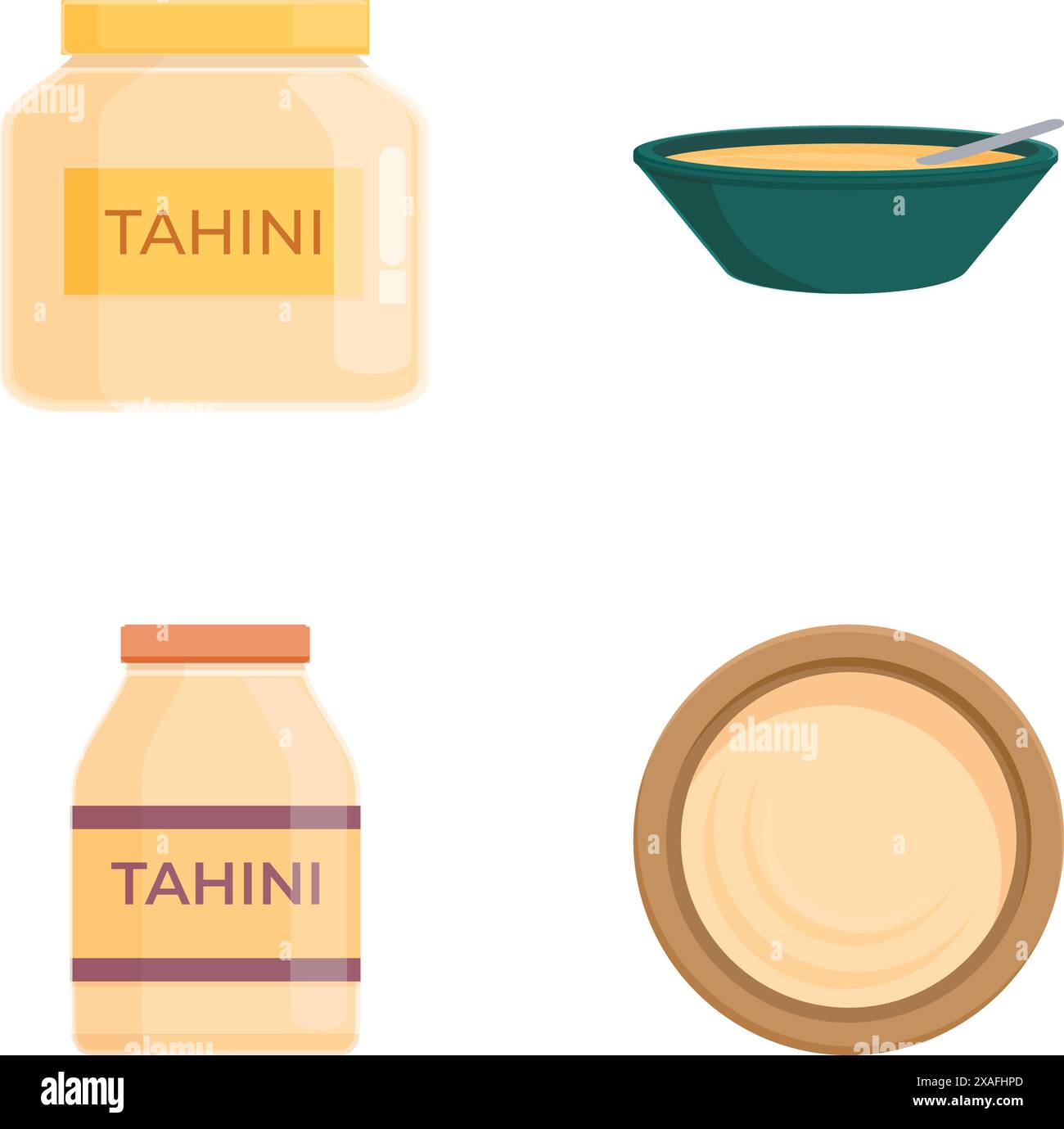 Tahini dressing icons set cartoon vector. Tahini sesame seed paste. Food concept Stock Vector ...