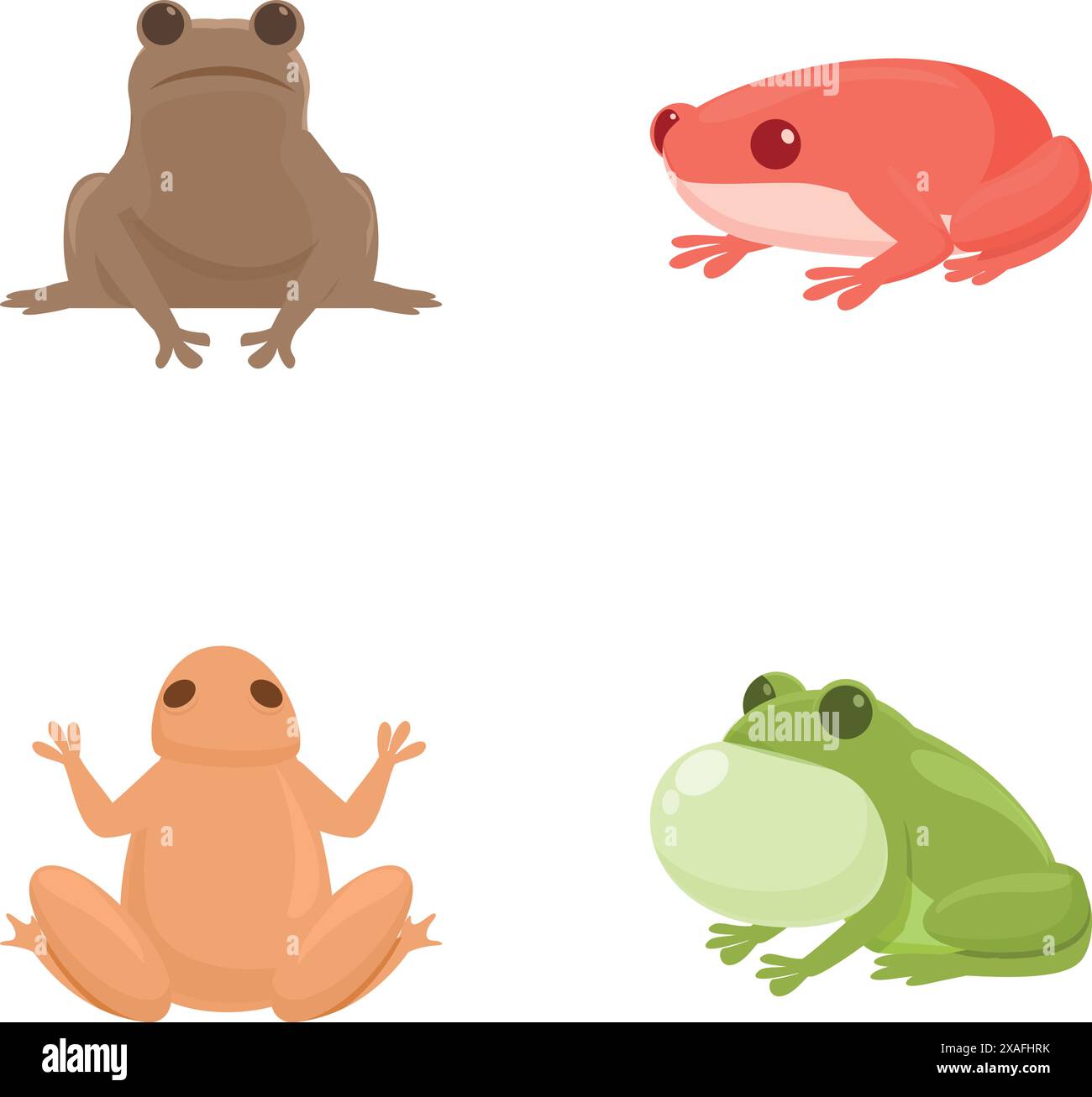 Cartoon frog icons set cartoon vector. Colorful cartoon wild frog ...