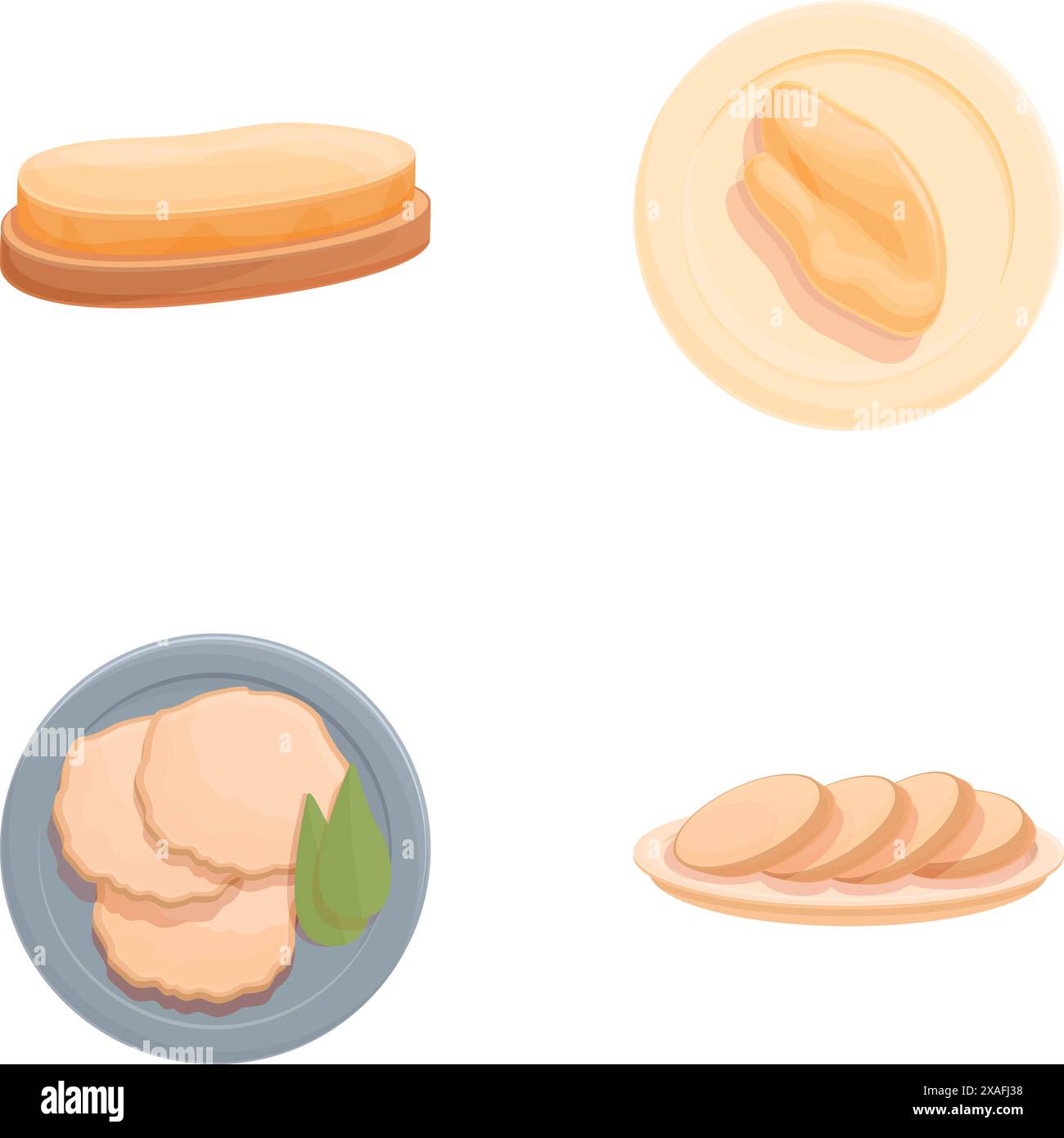 Pate meat icons set cartoon vector. Traditional foie gras dish. French ...