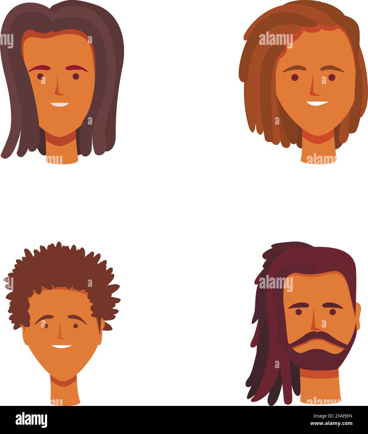 African american icons set cartoon vector. People with dreadlocks ...
