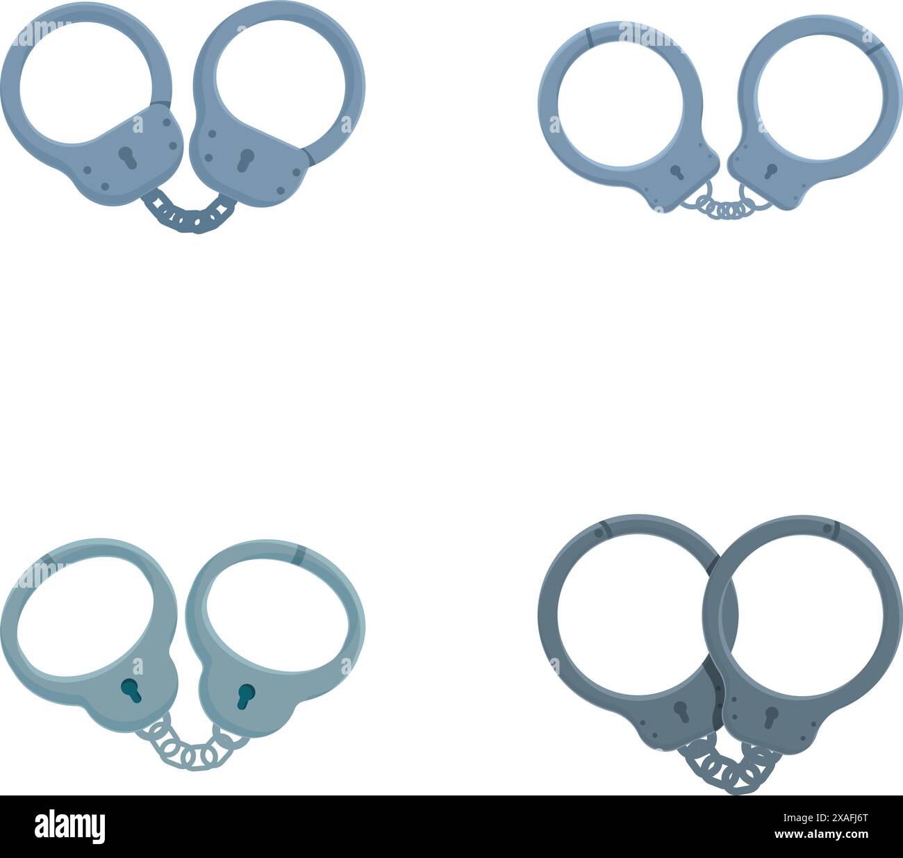 Metal handcuff icons set cartoon vector. Closed metal handcuff. Arrest ...