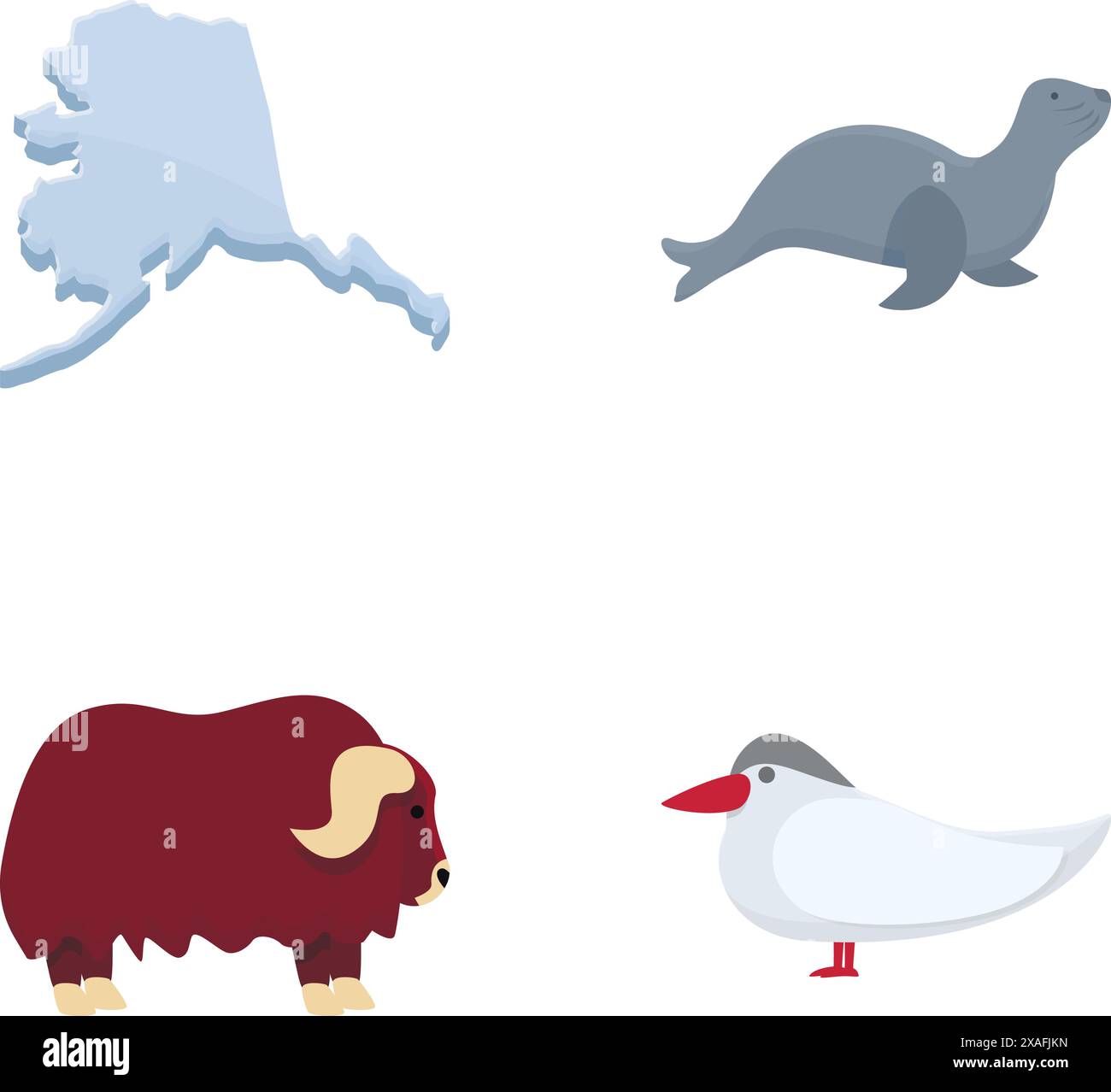Alaska icons set cartoon vector. Various antarctic and arctic animal ...