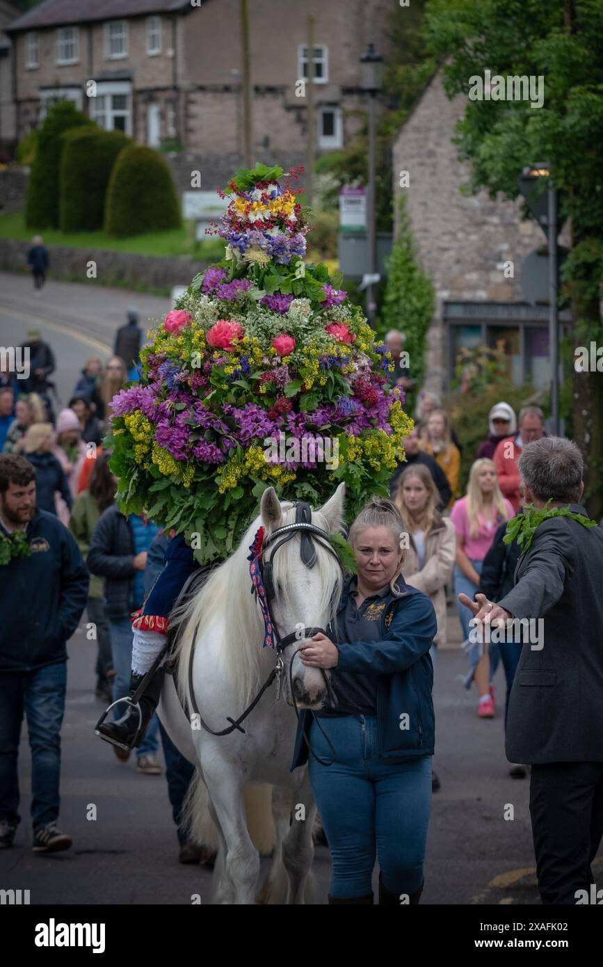 Garland Day Celebration in Castleton, Derbyshire, UK Stock Photo - Alamy