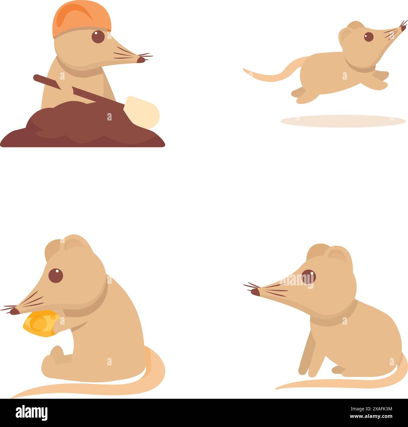 Shrew icons set cartoon vector. Long nose shrew mouse. Rare animal ...