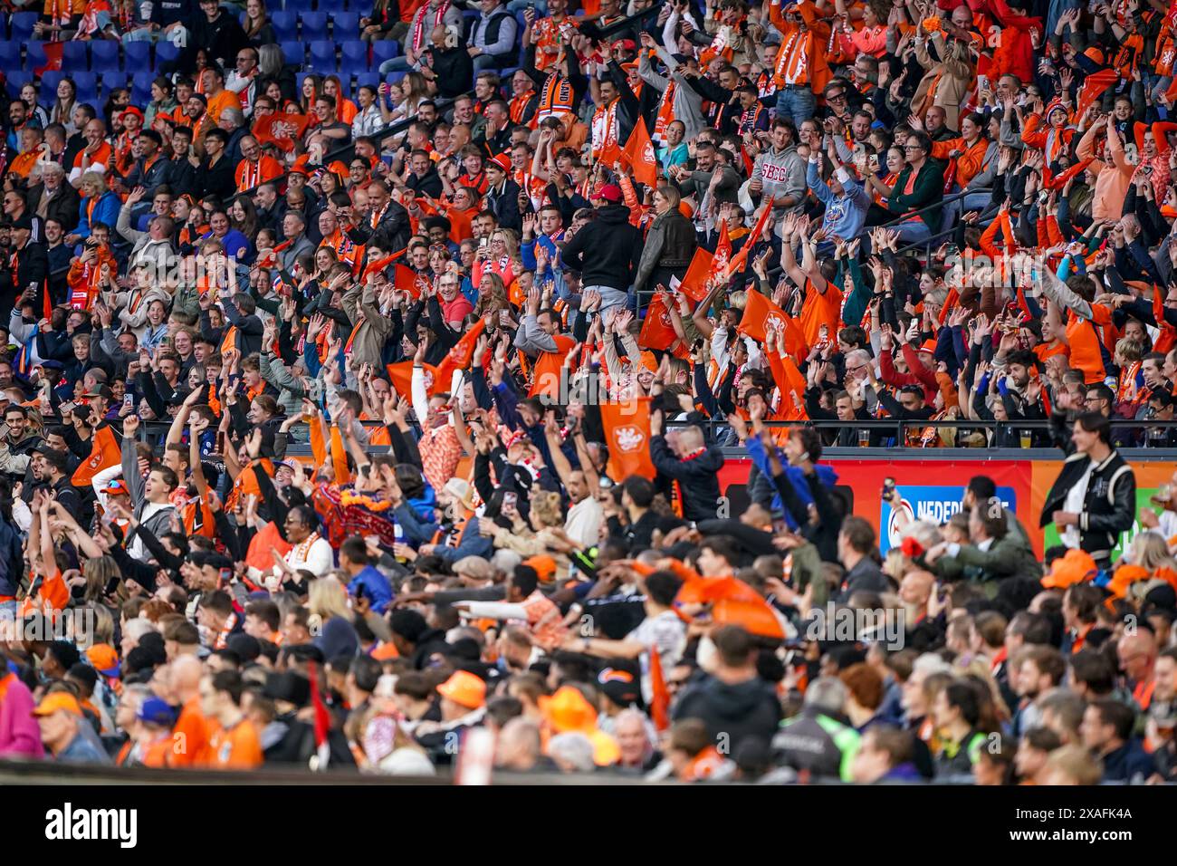 ROTTERDAM, NETHERLANDS - JUNE 6: Fans of Netherlands cheer on their ...