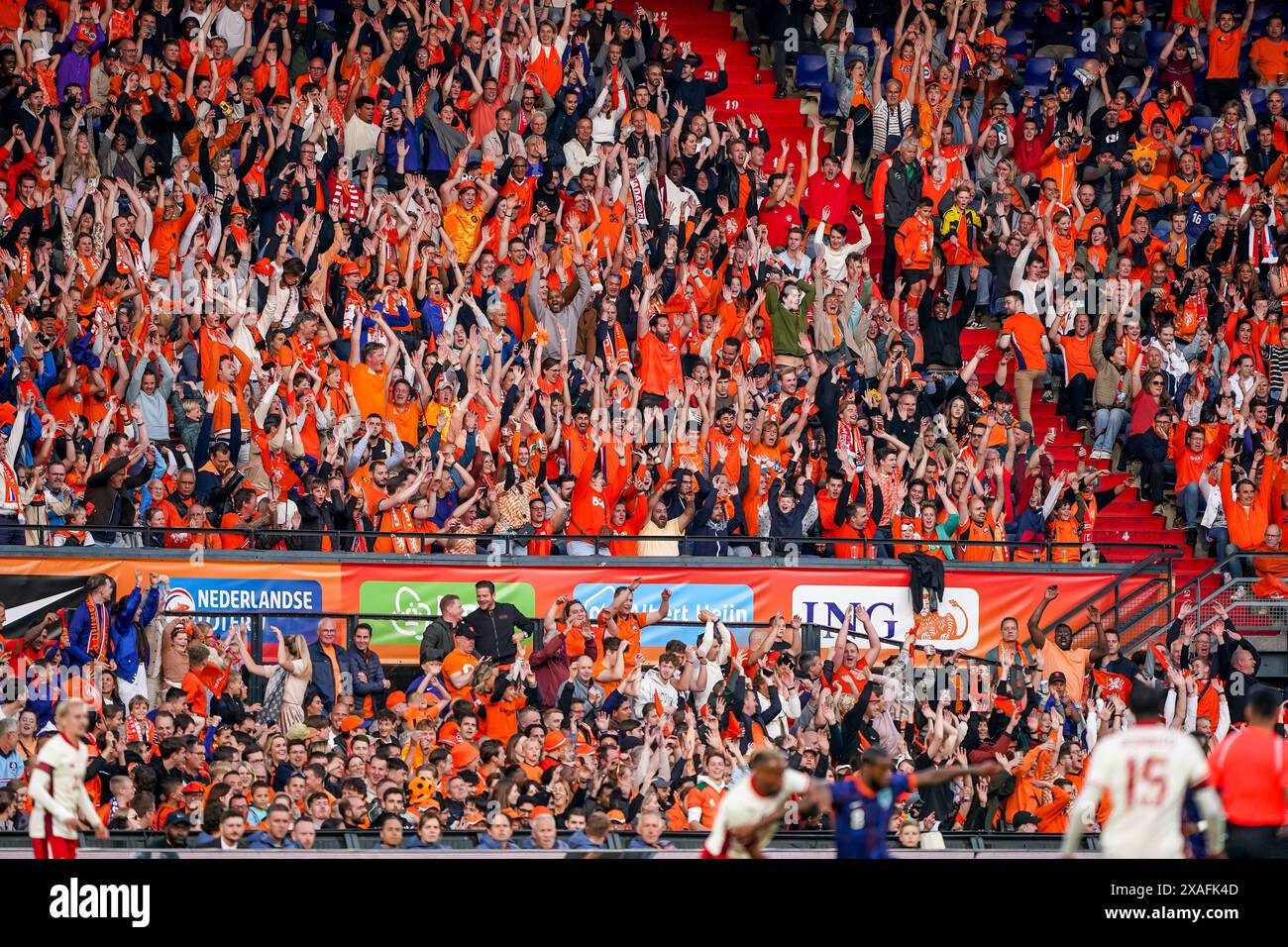 ROTTERDAM, NETHERLANDS - JUNE 6: Fans of Netherlands cheer on their ...