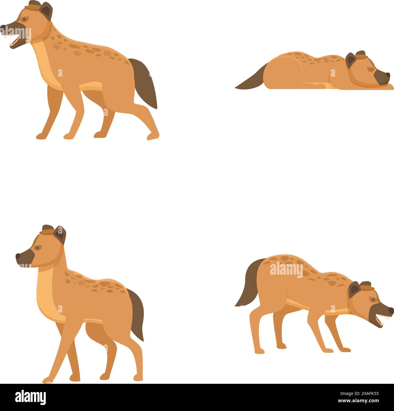 Hyena icons set cartoon vector. Spotted wild hyena. African animal ...