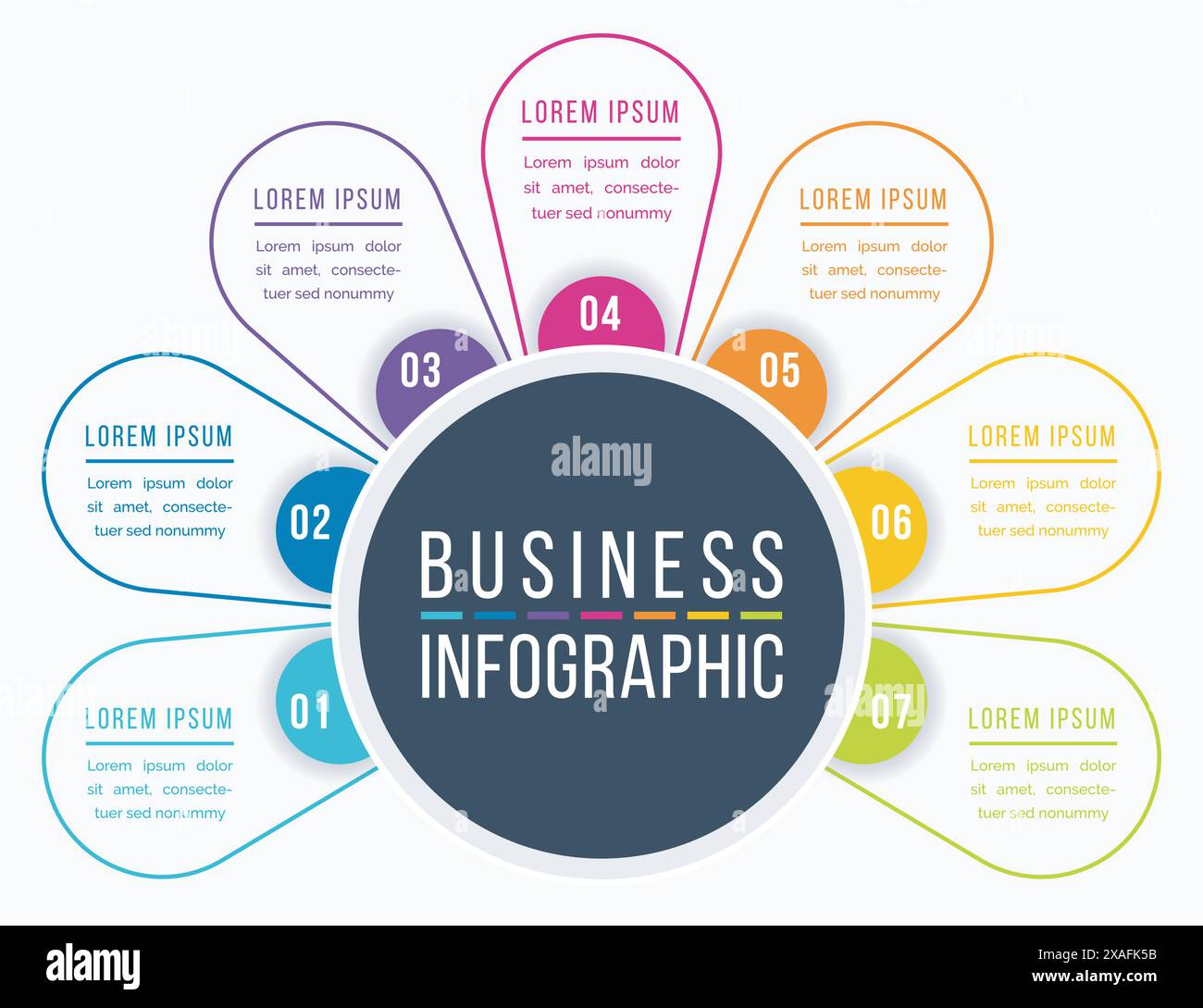 Infographic design 7 steps, objects, elements or options business ...