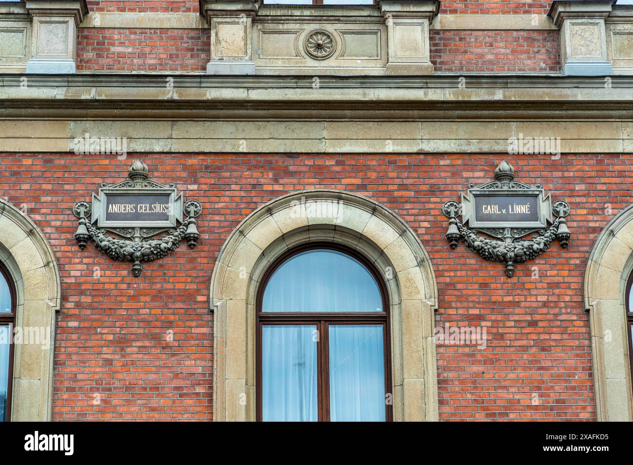 Section of the façade of the old main building of Uppsala University ...