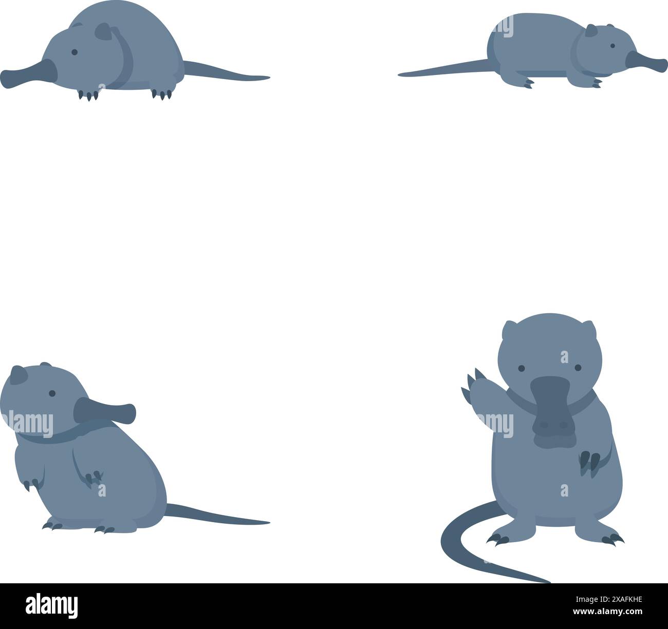 Cute desman icons set cartoon vector. Mammal of mole family. Wildlife ...