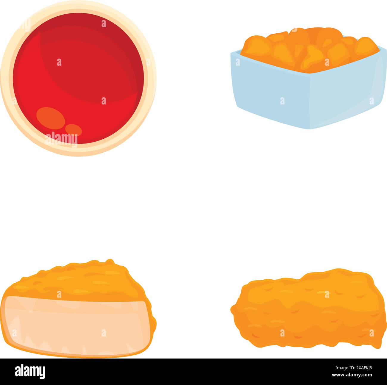 Meat nugget icons set cartoon vector. Crispy fried chicken nugget. Fast food Stock Vector Image ...