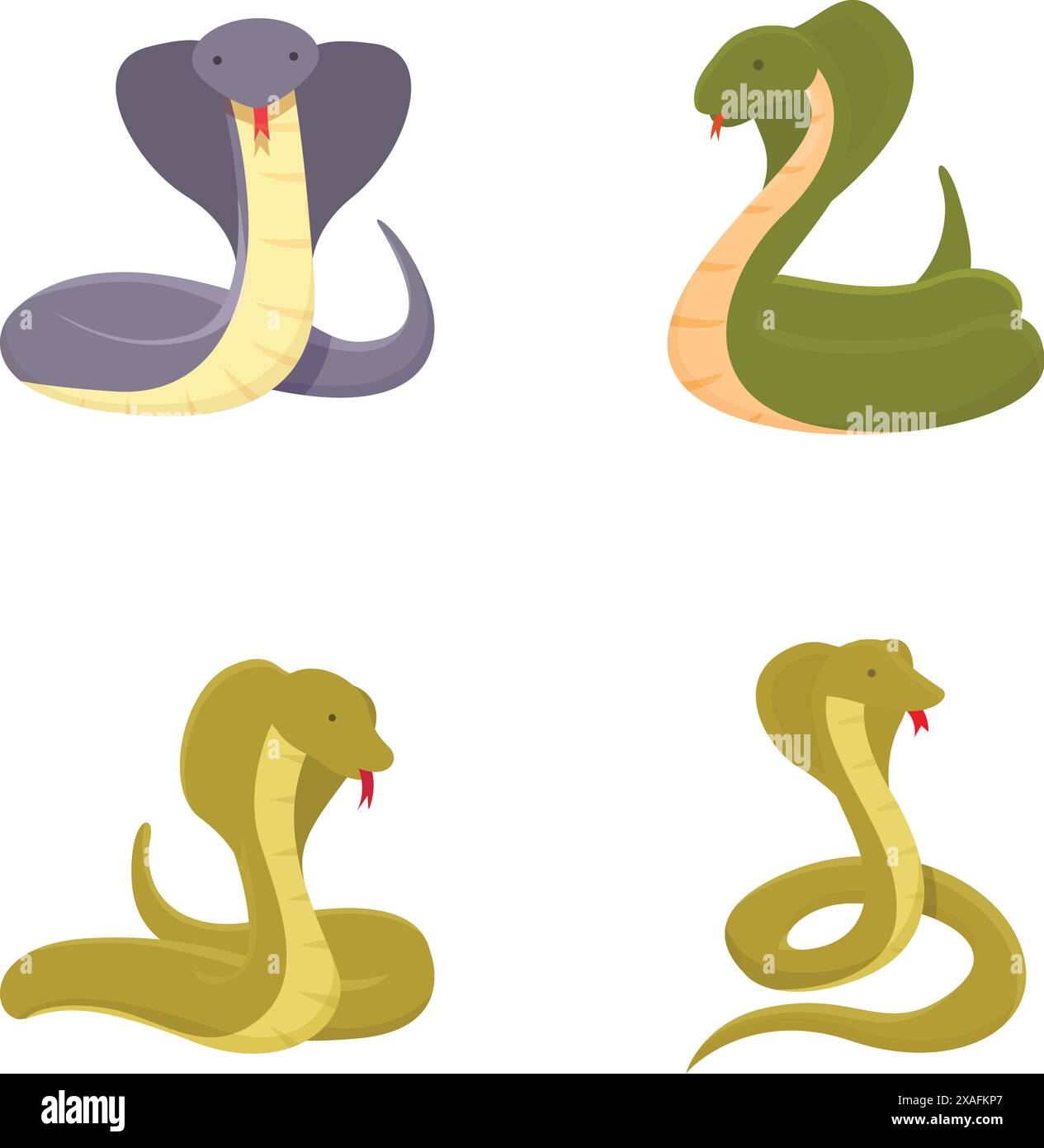 Cobra icons set cartoon vector cobra snake cartoon character animal hi-res stock photography and ...