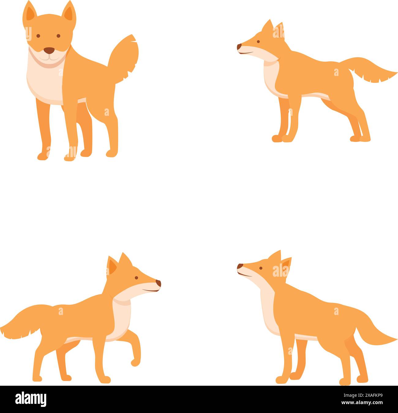 Australian dingo icons set cartoon vector. Australian wild dog dingo ...