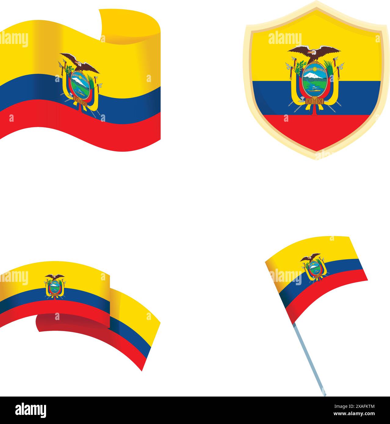 Ecuadorian flag icons set cartoon vector. Ecuador national flag. South ...