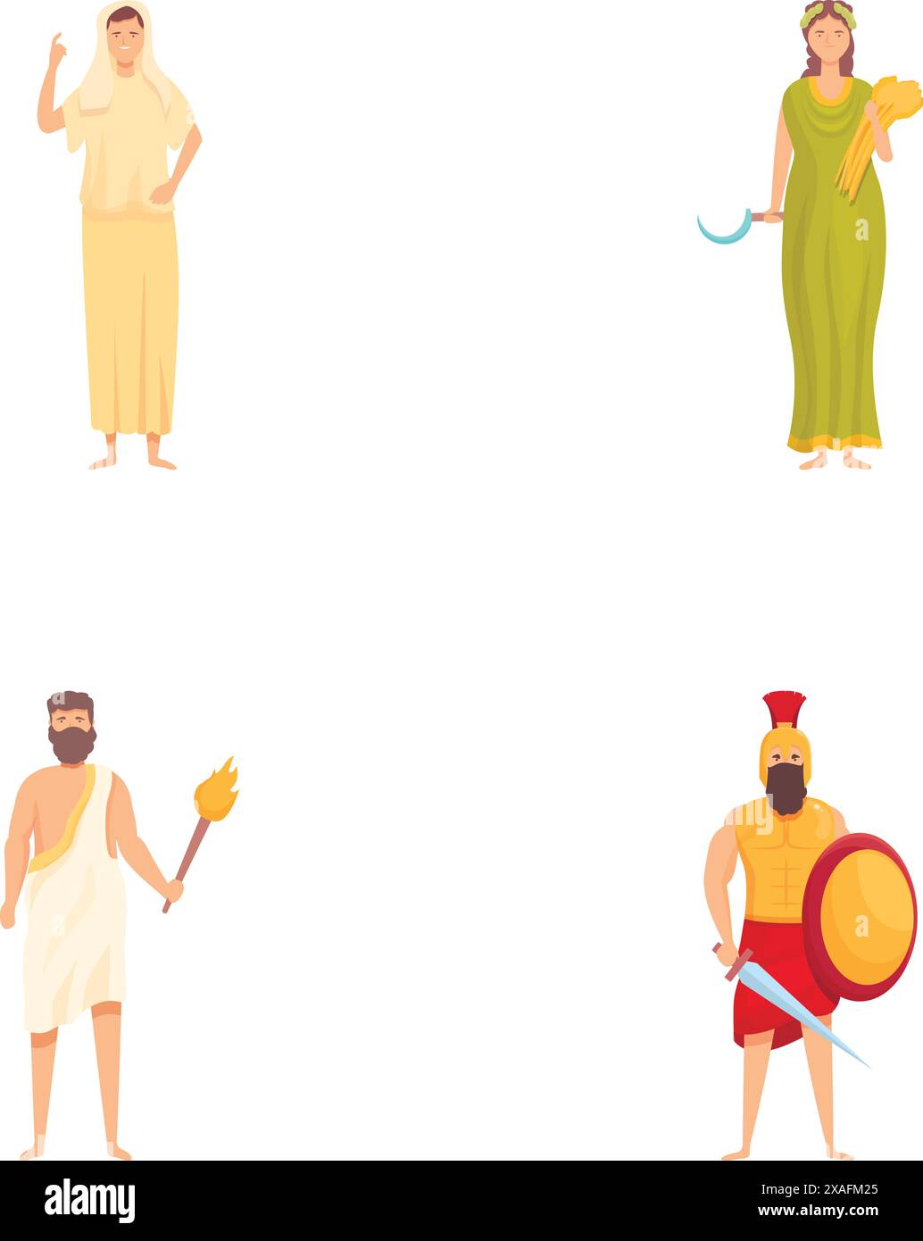 Illustrations of four characters dressed in ancient historical clothing ...