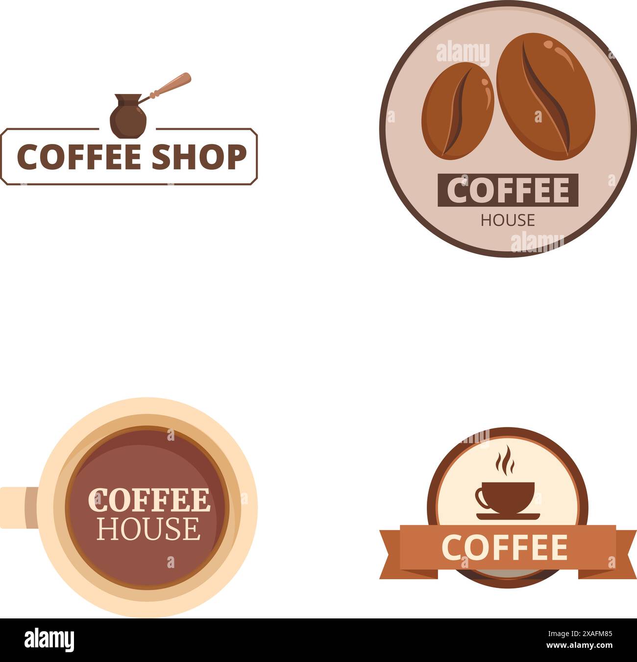 Set of four stylish coffee shop and house logos for branding and ...