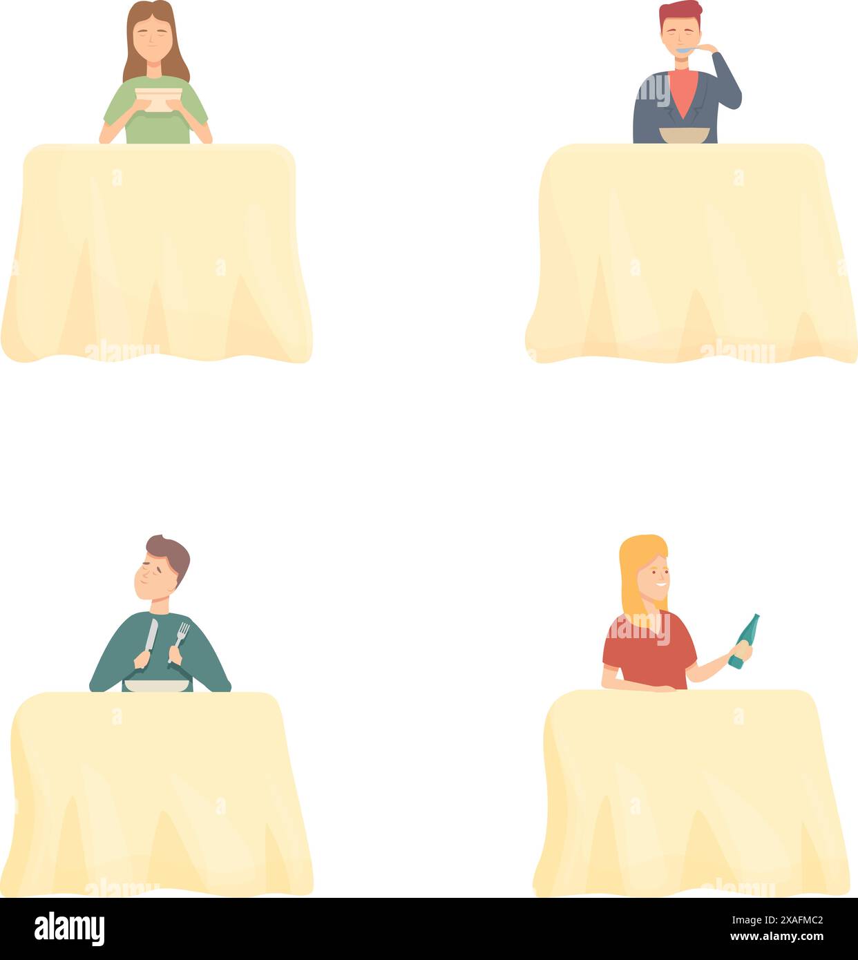 Collection of four cartoon illustrations featuring different characters ...