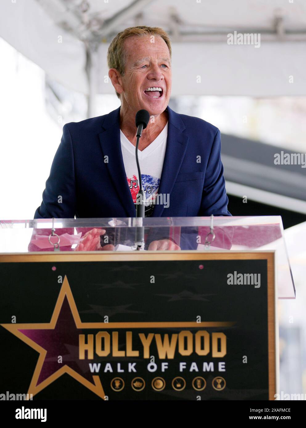 Radio personality Richard Blade speaks during a ceremony awarding him ...