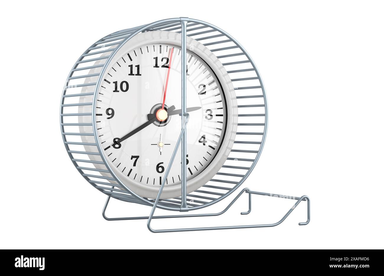 Hamster Wheel with wall clock, 3D rendering isolated on white ...