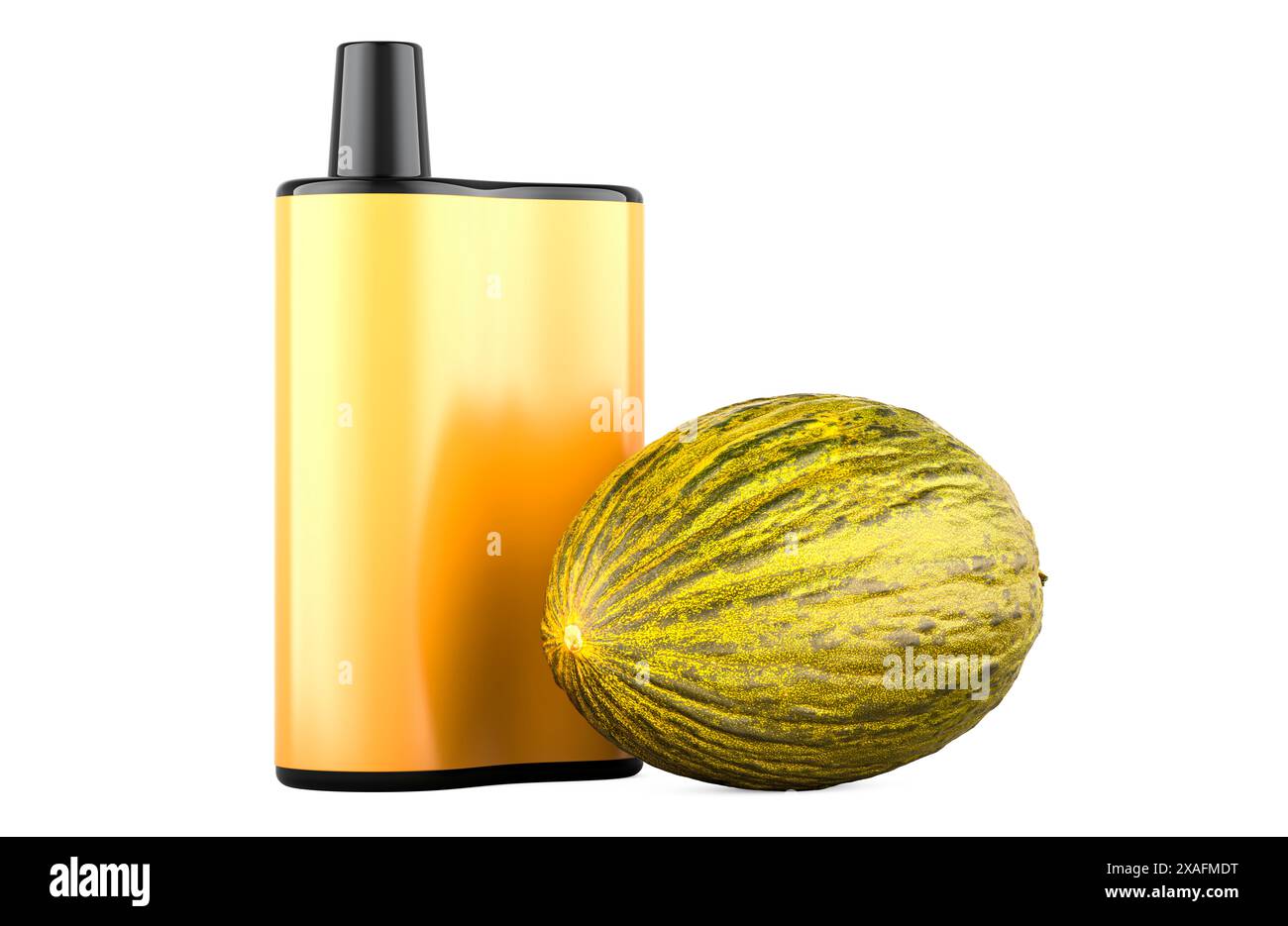 Disposable vape, electronic cigarette with melon flavor. 3D rendering ...