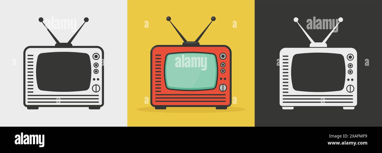 Vector Vintage TV Icon Set. Vintage TV Design Template. Retro TV Symbol ...