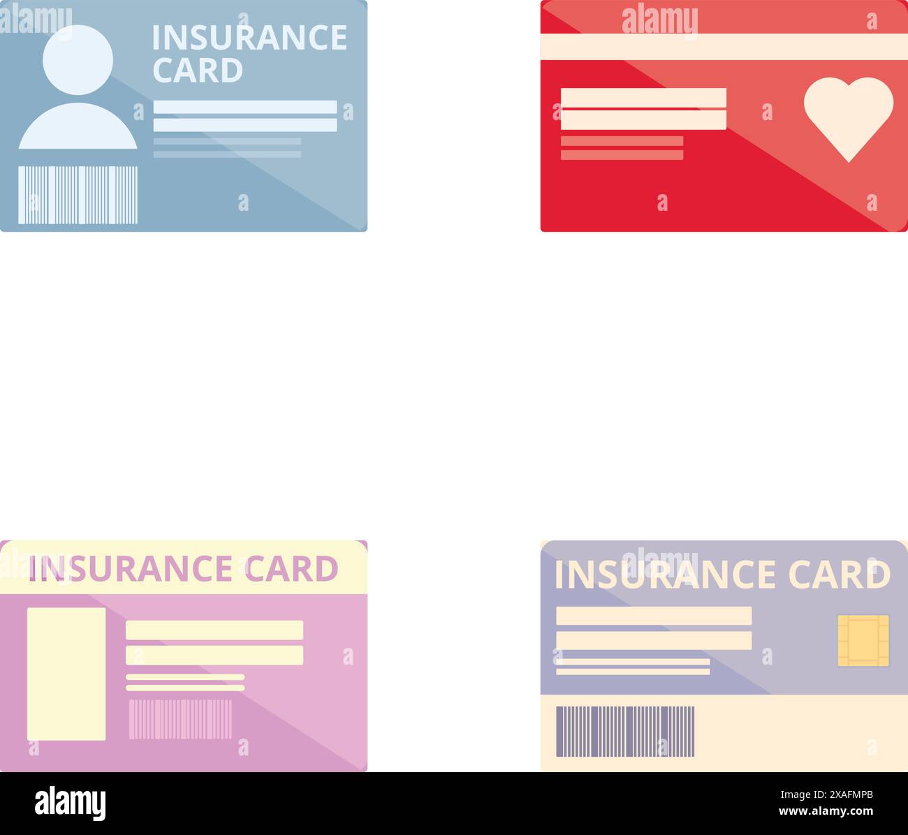 Collection of colorful insurance card icons, perfect for web and print ...