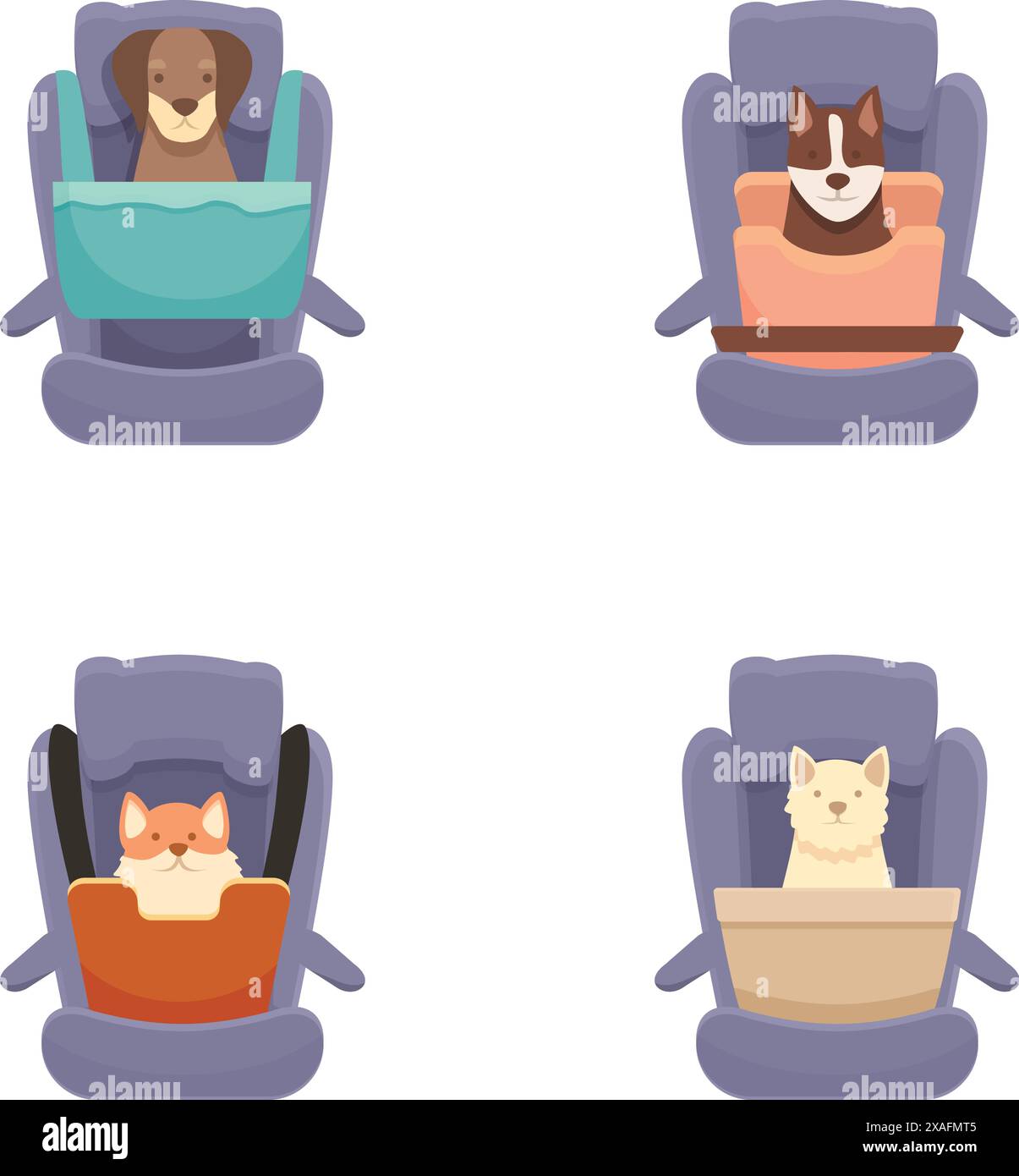 Collection of charming illustrated animals seated comfortably in ...