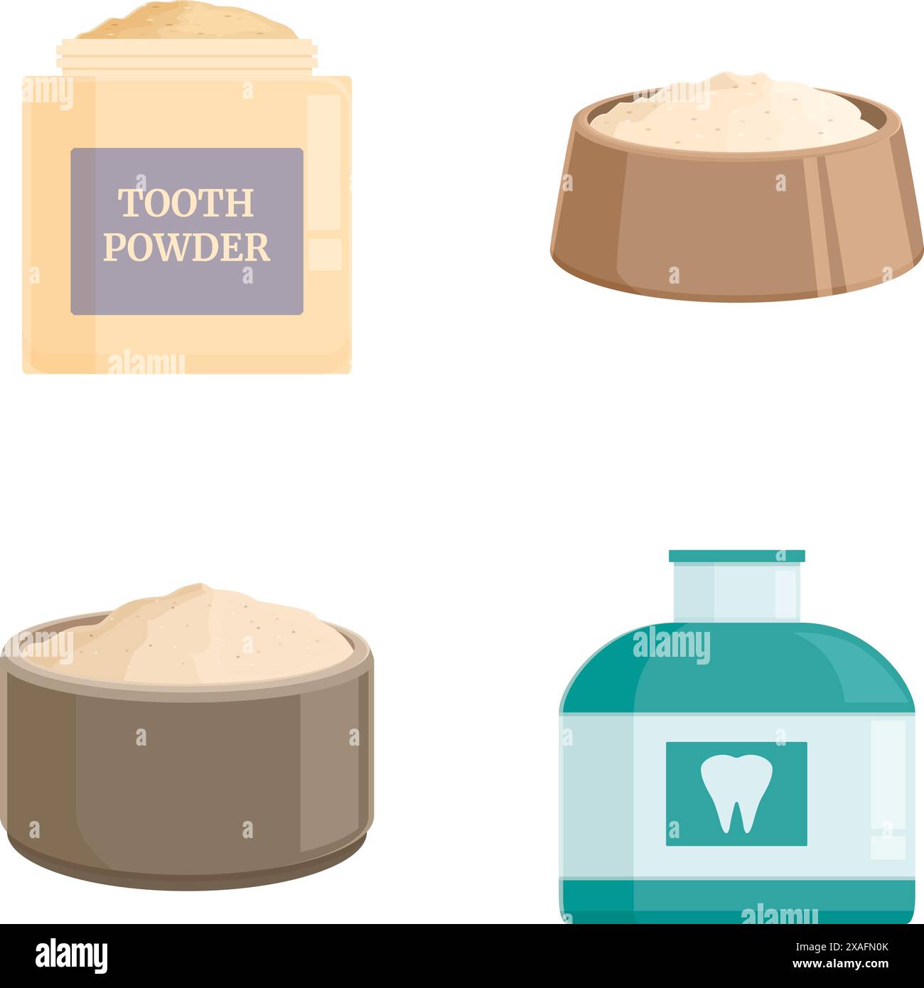 Illustration of four different tooth powder packaging designs Stock ...