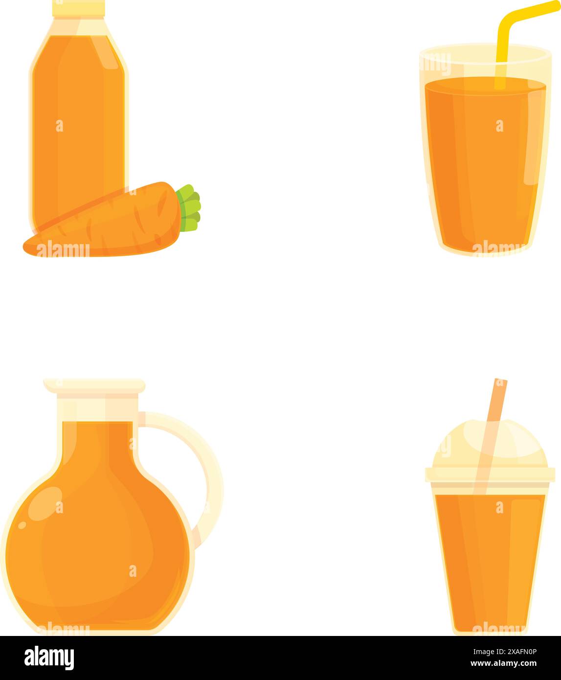 Vector set of different containers with fresh carrot juice Stock Vector ...