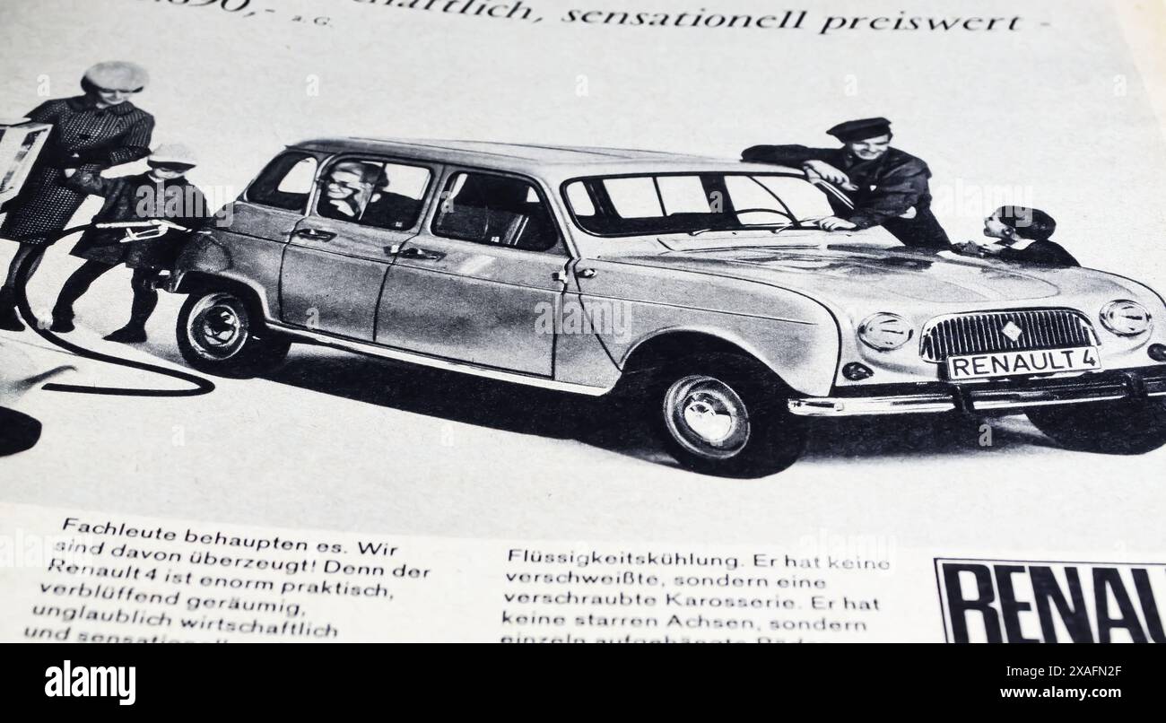Viersen, Germany - May 9. 2024: Old retro german magazine Renault R4 ...