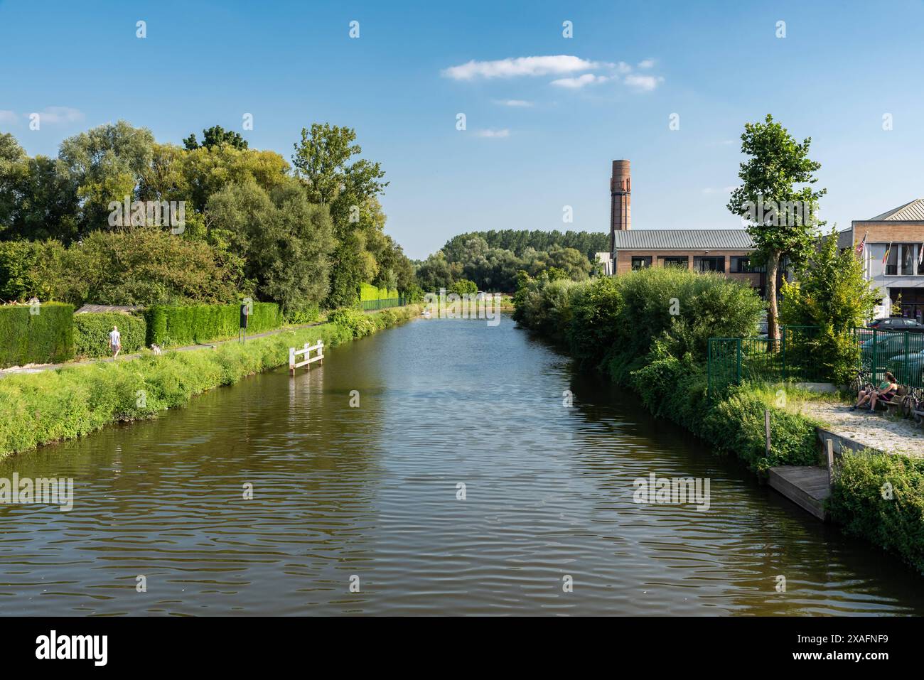 Erembodegem, East Flemish Region, August 25, 2021 - Cycling path at the ...