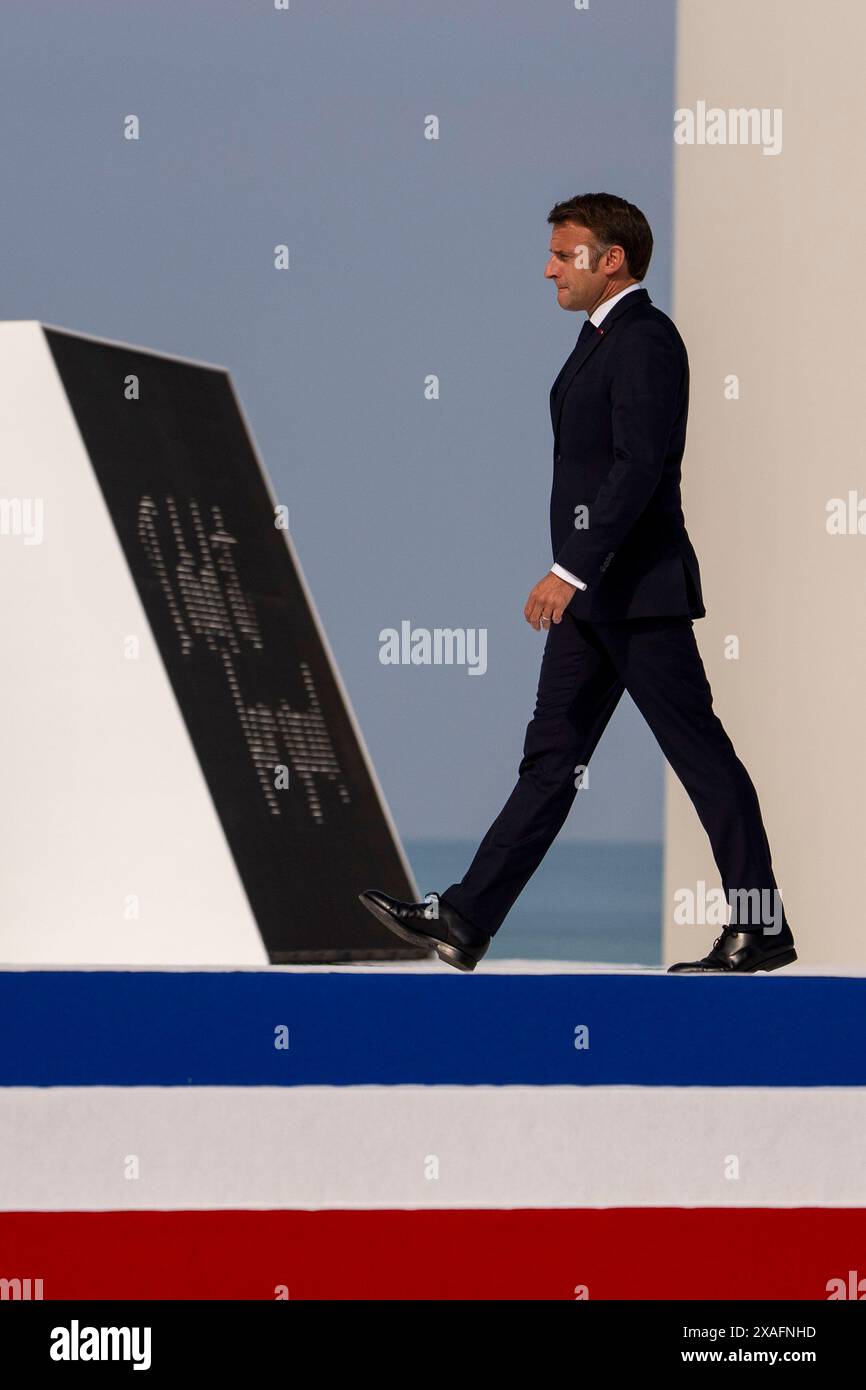Normandy, France 20240606. French President Emanuel Macron during the ...