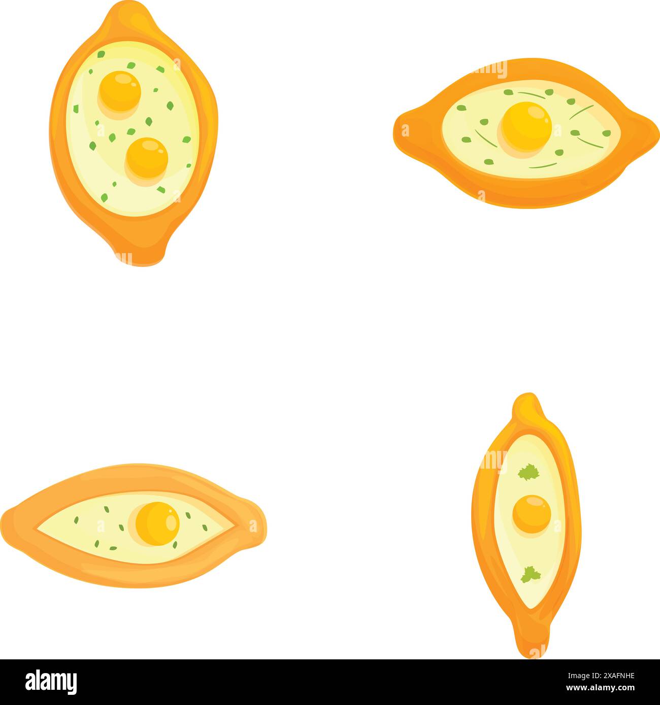 Collection of colorful, vector illustrations depicting fried eggs in ...