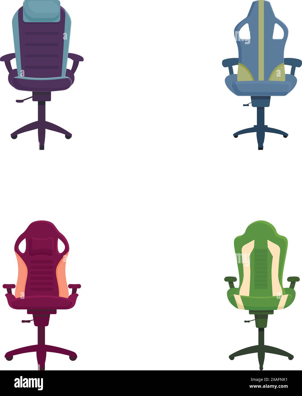 Vector illustration of four stylish office chairs, ideal for modern ...