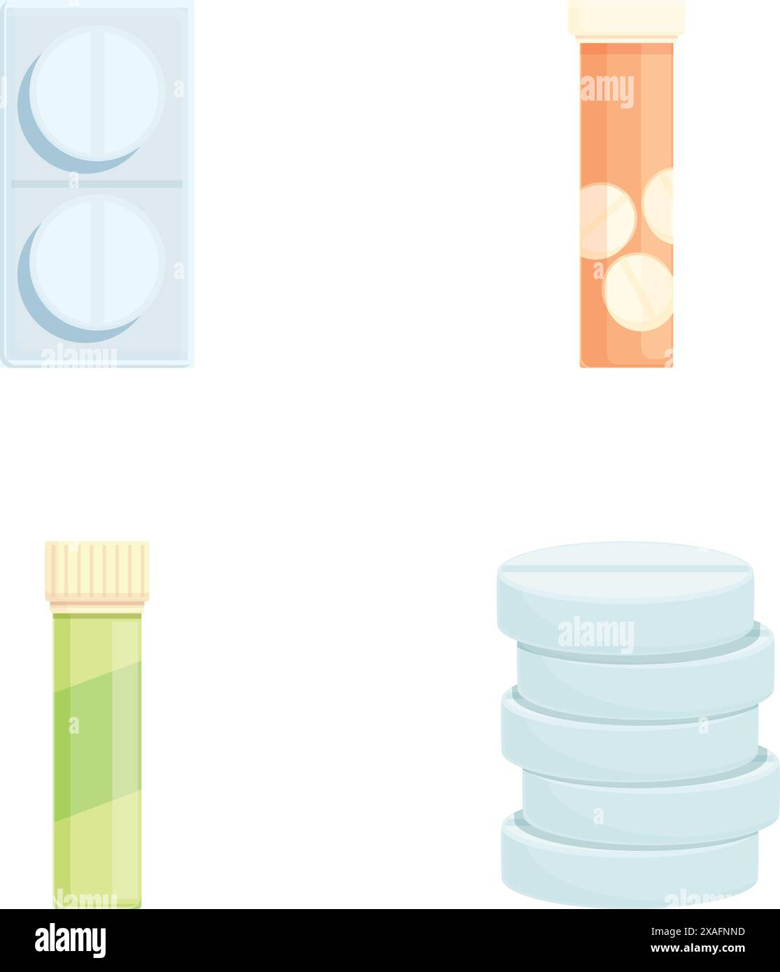 Illustration set featuring different styles of cartoon pill bottles and ...