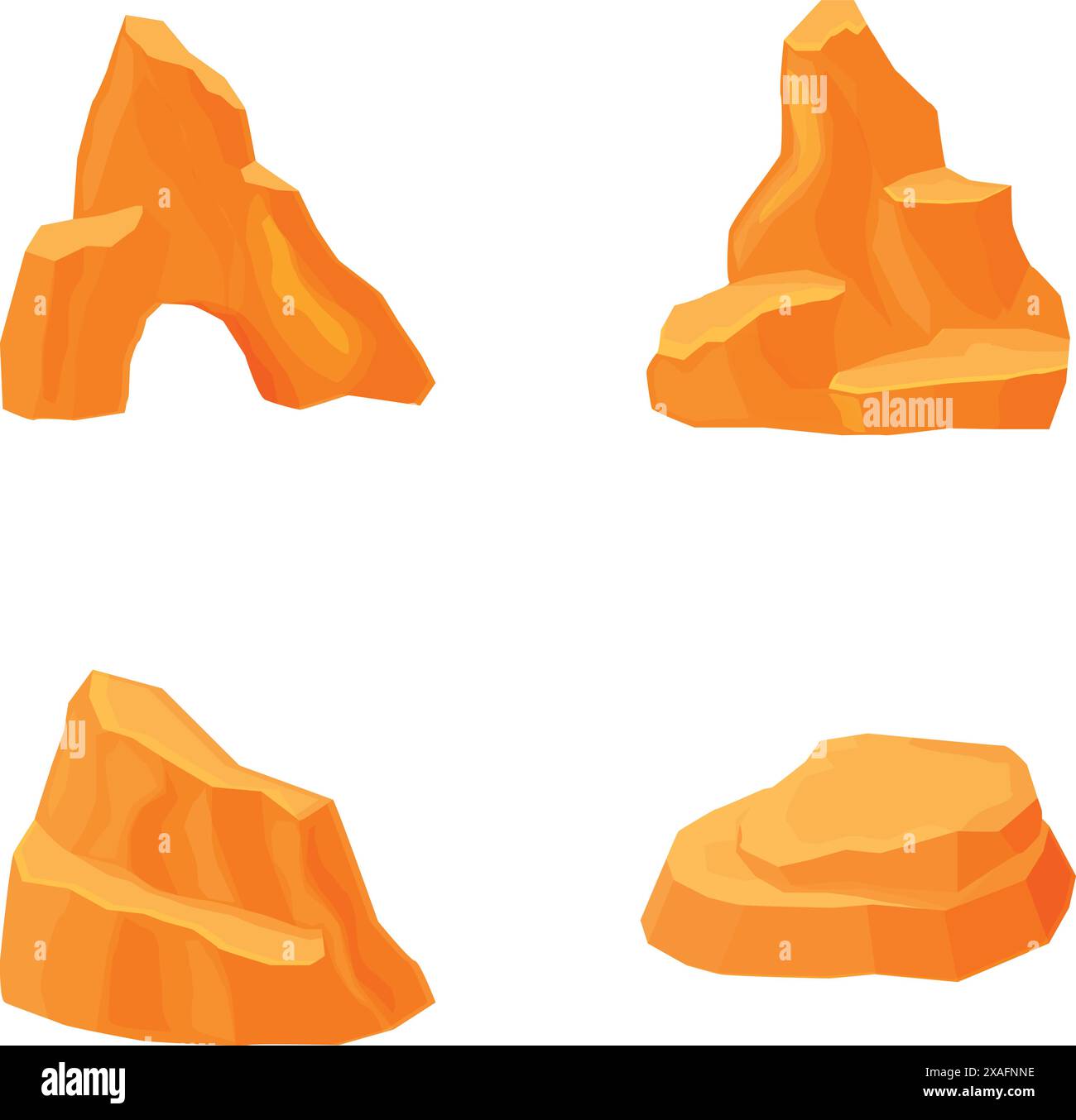 Collection of colorful isometric rocks and stones for game design and ...