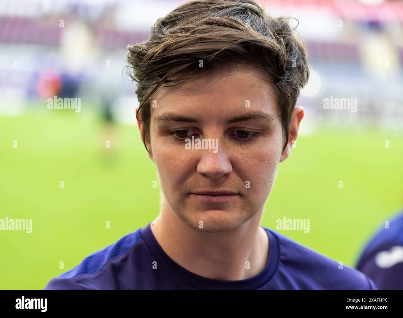 Anderlecht, Brussels - 28 August 2021 - Player Lauren Huys signing and ...
