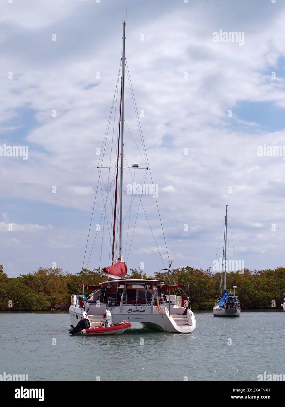 Miami, Florida, United States - April 7, 2024: Catamaran anchored in No ...