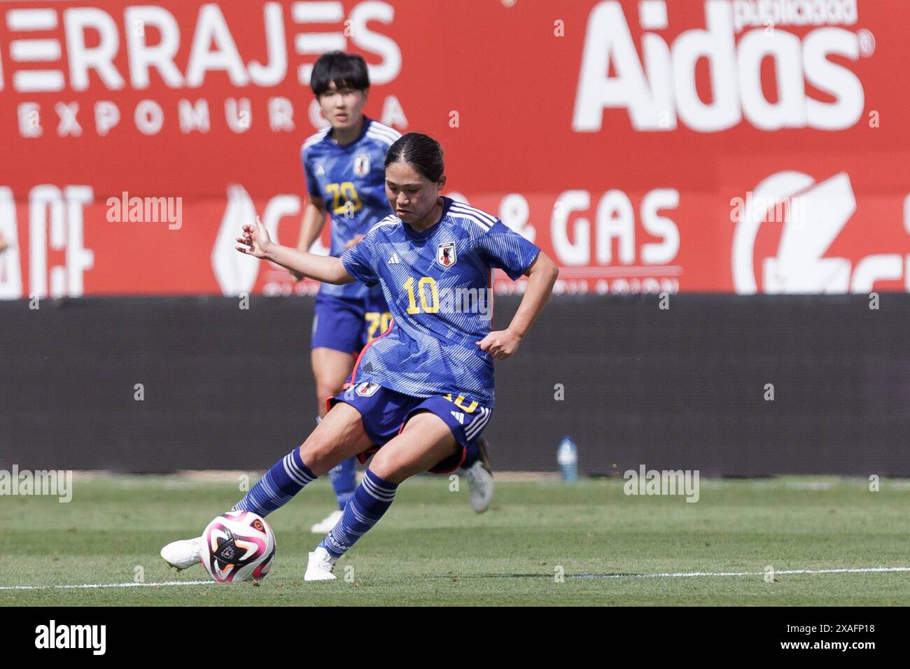 Fuka NAGANO of Japan controls the ball uring the Women's Friendly ...