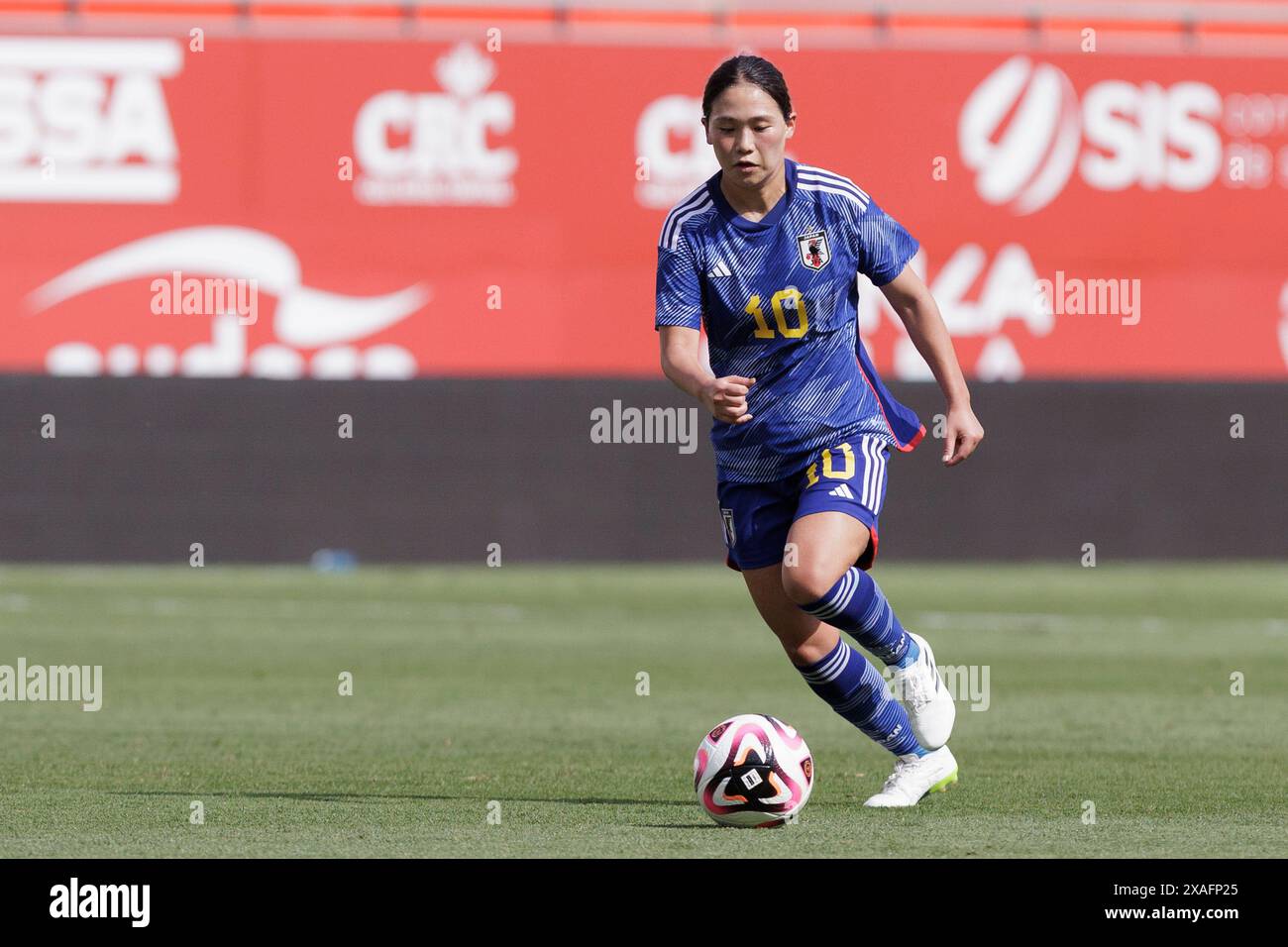 Fuka NAGANO of Japan controls the ball uring the Women's Friendly ...