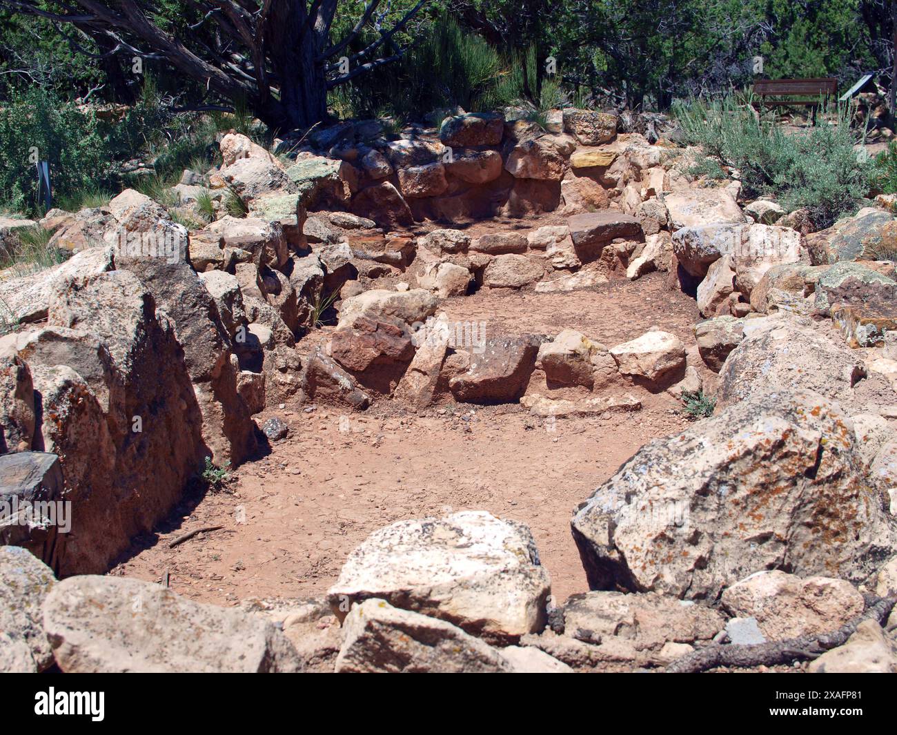 Tusayan Ruins, Arizona, United States - August 14, 2010: Small rooms of ...