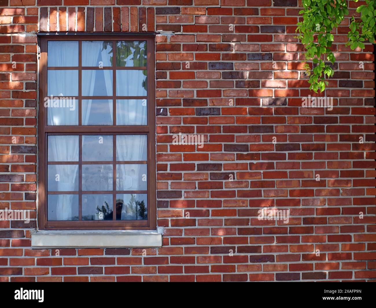 Window with curtains in old wall of red bricks Stock Photo - Alamy