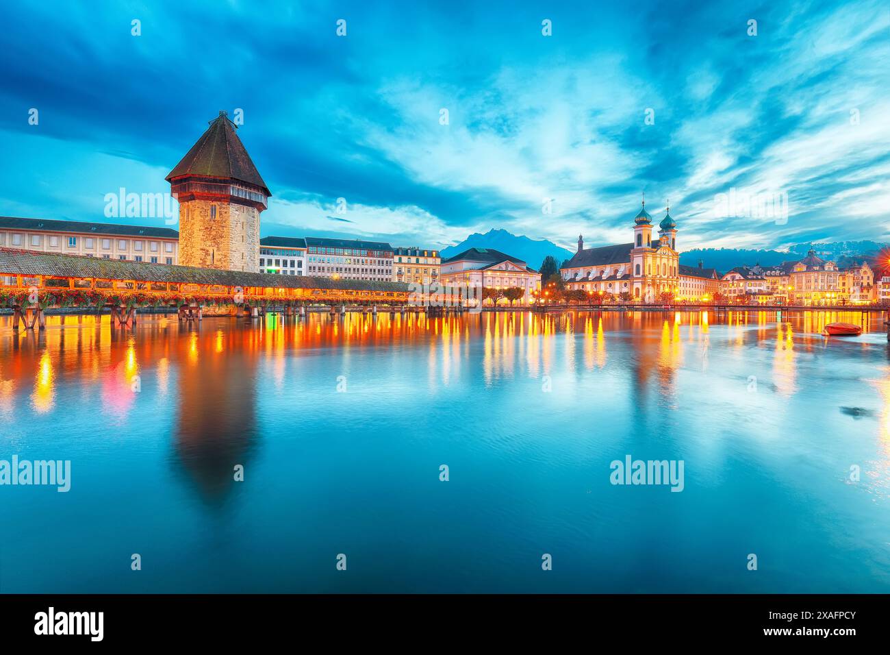 Breathtaking historic city center of Lucerne with famous buildings and ...