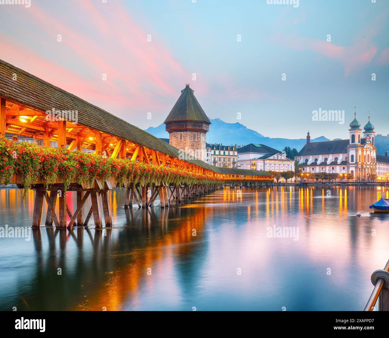 Marvelous historic city center of Lucerne with famous buildings and old ...