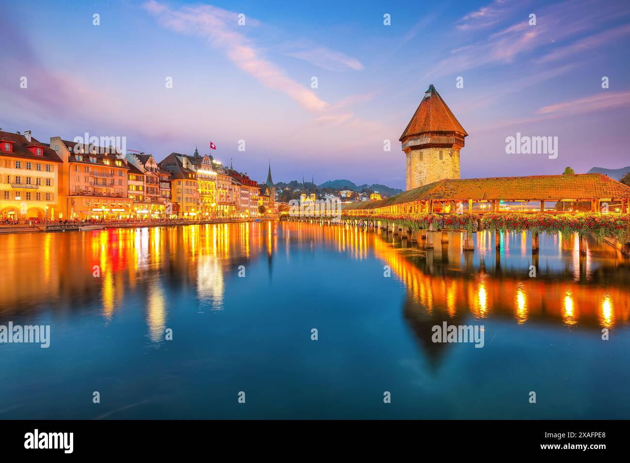 Breathtaking historic city center of Lucerne with famous buildings and ...