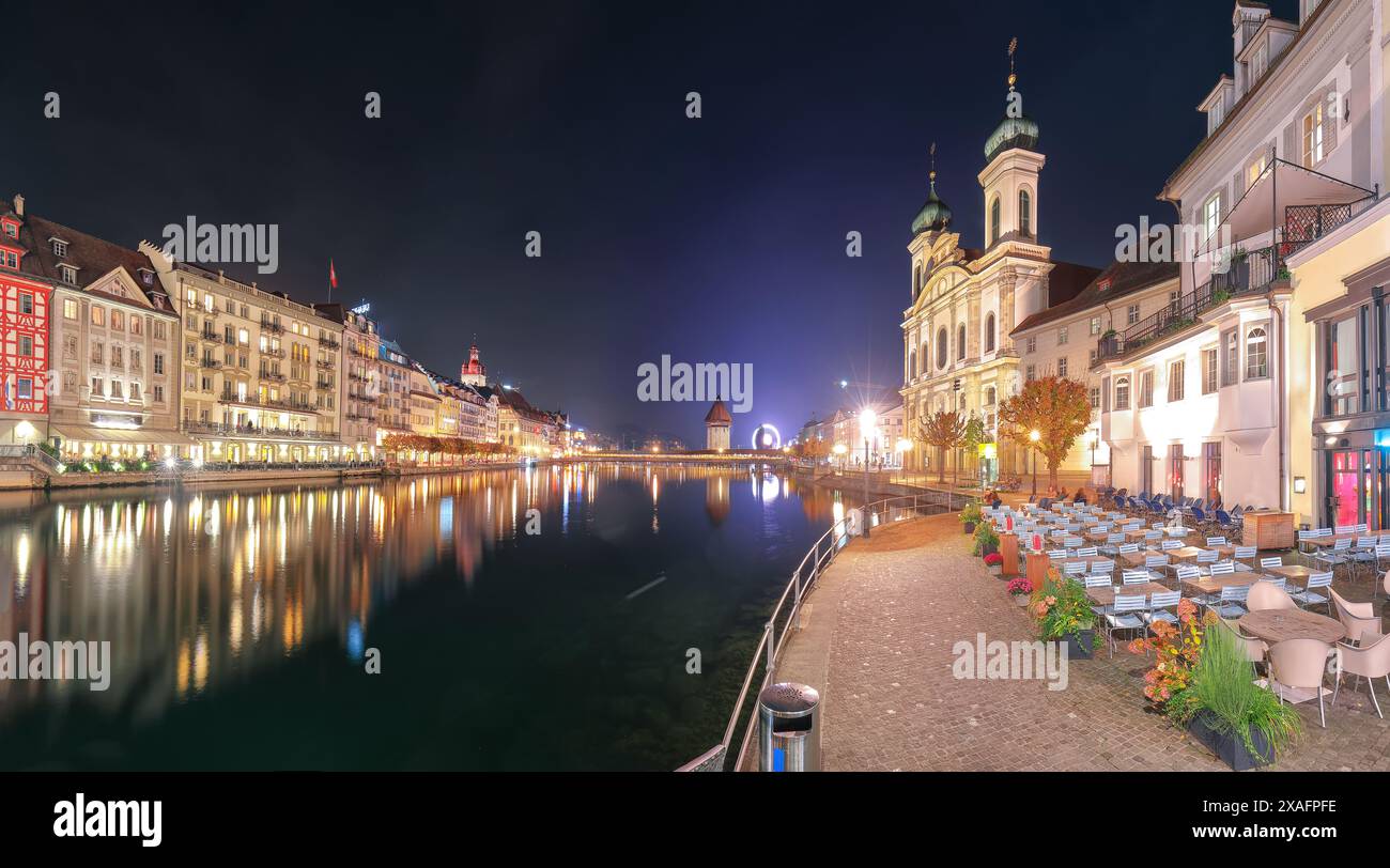 Gorgeous historic city center of Lucerne with famous buildings and ...