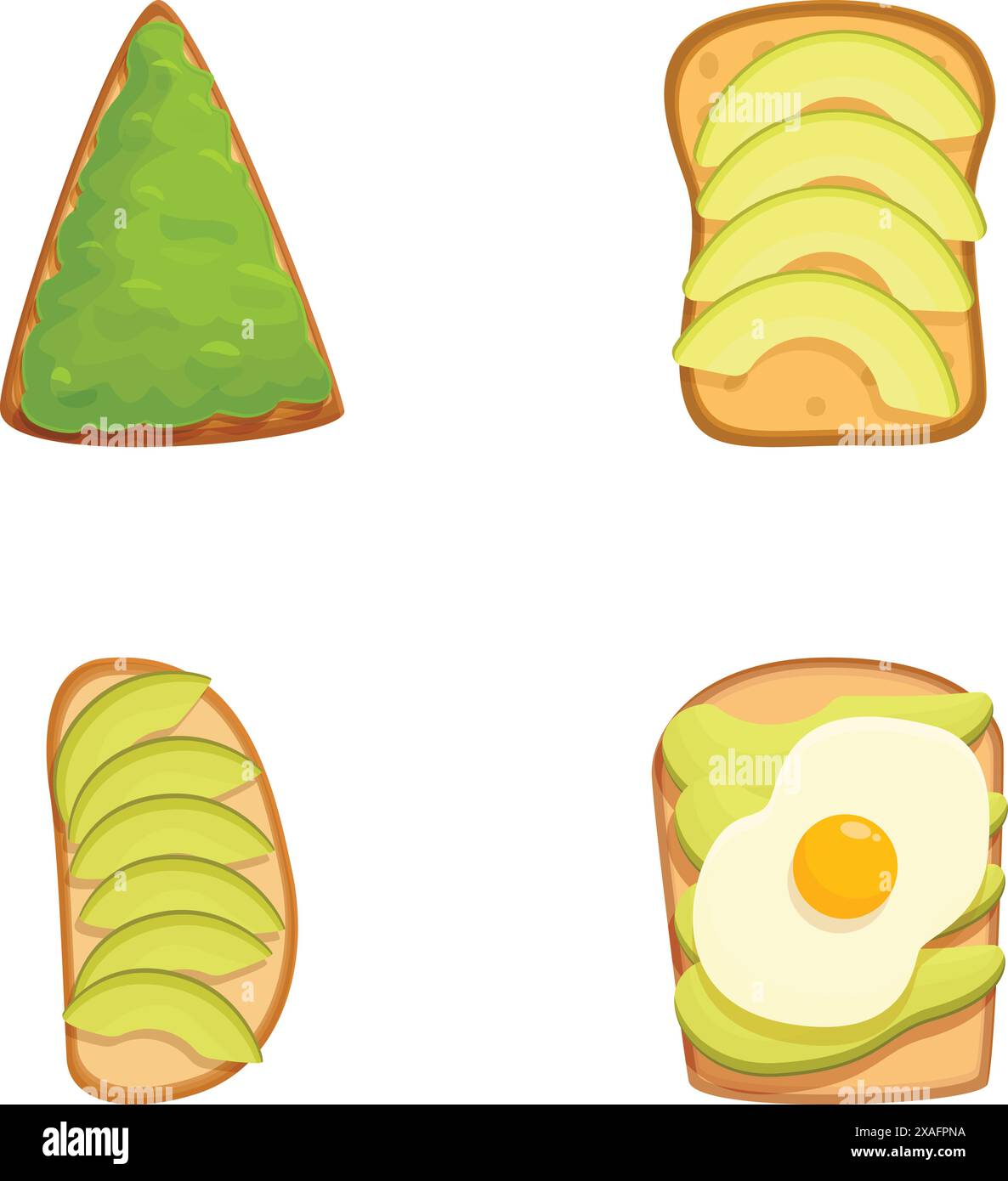 Modern and simple avocado toast illustration set with editable vector ...