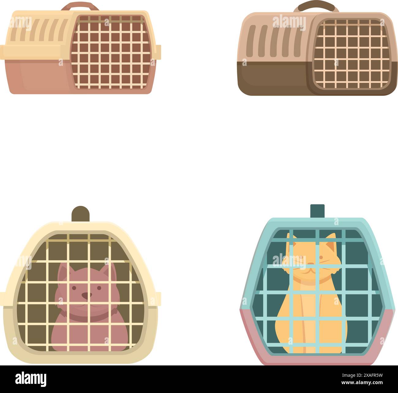 Vector set of different pet carriers with a cat and dog illustrations ...